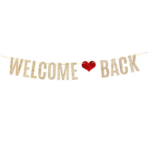 Champagne Gold Welcome Back Banner, Welcome Home Sign,Housewarming, Military, Family Party Decorations