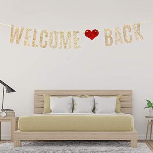 Champagne Gold Welcome Back Banner, Welcome Home Sign,Housewarming, Military, Family Party Decorations