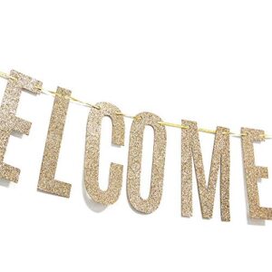 Champagne Gold Welcome Back Banner, Welcome Home Sign,Housewarming, Military, Family Party Decorations