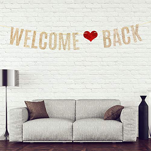 Champagne Gold Welcome Back Banner, Welcome Home Sign,Housewarming, Military, Family Party Decorations