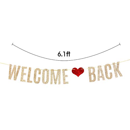 Champagne Gold Welcome Back Banner, Welcome Home Sign,Housewarming, Military, Family Party Decorations