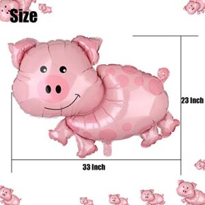 2 Pcs Pink Pig Shaped Jumbo Mylar Foil Balloon Farm Animal Themed Party Decorations Birthday Baby Shower Decor Supplies