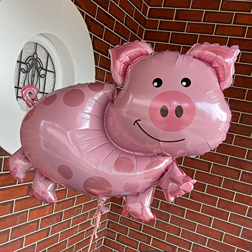 2 Pcs Pink Pig Shaped Jumbo Mylar Foil Balloon Farm Animal Themed Party Decorations Birthday Baby Shower Decor Supplies