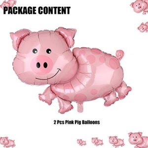 2 Pcs Pink Pig Shaped Jumbo Mylar Foil Balloon Farm Animal Themed Party Decorations Birthday Baby Shower Decor Supplies