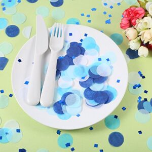 TecUnite 1 Inch Tissue Paper Confetti White Blue Table Confetti for Boys Baby Shower Birthday Decoration, 1.76 oz