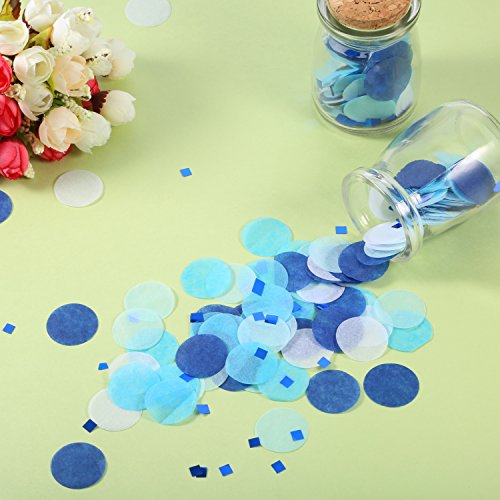 TecUnite 1 Inch Tissue Paper Confetti White Blue Table Confetti for Boys Baby Shower Birthday Decoration, 1.76 oz