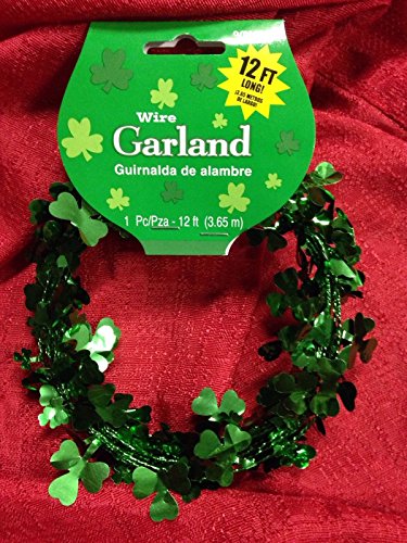 Amscan Saint Patrick's Day Shamrocks Wire Garland, 12', Green