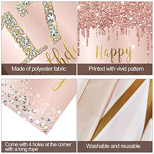 Happy 17th Birthday Door Banner Decorations for Girls, Pink Rose Gold 17 Birthday Door Cover Backdrop Party Supplies, Large Seventeen Year Old Birthday Poster Sign Decor