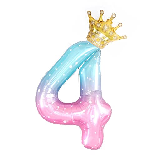 40 Inch Starry Sky Gradient Number 4 Balloons for 4th Birthday Party Decorations. (4)