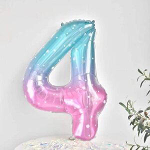 40 Inch Starry Sky Gradient Number 4 Balloons for 4th Birthday Party Decorations. (4)