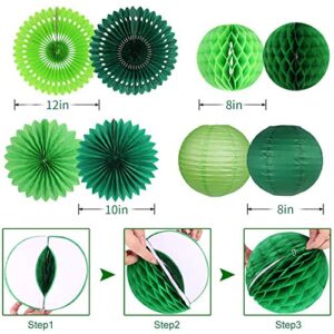 St Patricks Day Decorations, Green Party Supplies Four-Leaf Clover Garland Tissue Paper Fan Paper Lantern for Irish Party Saint Patricks Day Decor