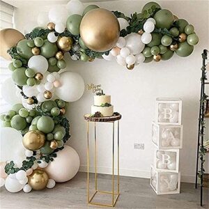 Sage Green Balloon Garland Arch Kit 79PCS Olive Green Peach White Gold Balloons for Forest Safari Jungle Tropical Theme Decorations Baby Bridal Shower Birthday Party