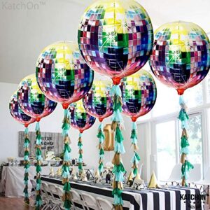 Giant, Disco Ball Balloons 22 Inch - Pack of 6, Disco Balloons | 4D Round 360 Degree Disco Ball Balloon for 80s Party Decorations | Neon Balloons for Disco Party Decorations | 70s Party Decorations