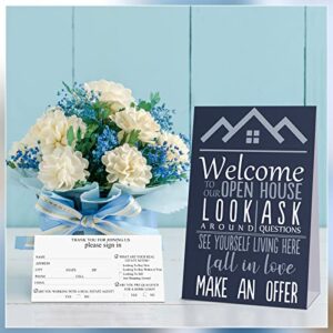 100 Pieces Realtor Open House Sign 5.1 x 2.6 Inch Open House Registry Visitor Sign in Cards Book Guest Registry Sign with Tent Cards 5.1 x 7.9 Inch Guest Display Cards for Agents Brokers Supplies