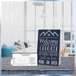 100 Pieces Realtor Open House Sign 5.1 x 2.6 Inch Open House Registry Visitor Sign in Cards Book Guest Registry Sign with Tent Cards 5.1 x 7.9 Inch Guest Display Cards for Agents Brokers Supplies