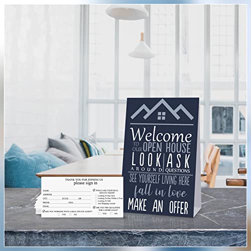 100 Pieces Realtor Open House Sign 5.1 x 2.6 Inch Open House Registry Visitor Sign in Cards Book Guest Registry Sign with Tent Cards 5.1 x 7.9 Inch Guest Display Cards for Agents Brokers Supplies