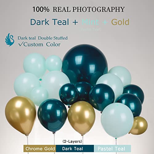 Teal Balloon Garland Kit 133PCS Dark Teal and Gold Mint green Balloons for Wedding bridal shower Anniversary Teal birthday Party decorations