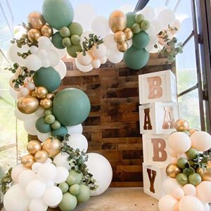 oopat diy olive sage white gold balloon arch garland kit for boho bridal shower baby shower wedding birthday backdrop engagement bridal shower bachelorette party decoration (sage gold)