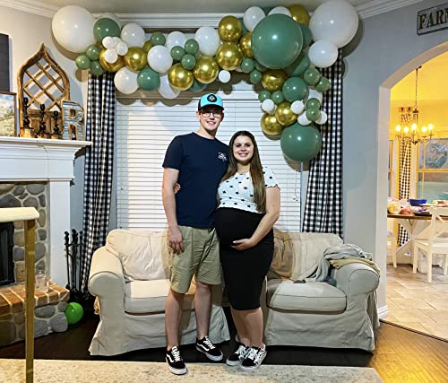 Oopat DIY Olive Sage White Gold Balloon Arch Garland Kit for Boho Bridal Shower Baby Shower Wedding Birthday Backdrop Engagement Bridal Shower Bachelorette Party Decoration (Sage Gold)