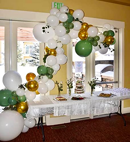 Oopat DIY Olive Sage White Gold Balloon Arch Garland Kit for Boho Bridal Shower Baby Shower Wedding Birthday Backdrop Engagement Bridal Shower Bachelorette Party Decoration (Sage Gold)