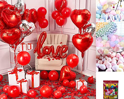 Valentines Day Balloons,101 PCS Heart Balloons for Valentines Day Decorations,Valentine Decorations,Heart Balloons Love Balloons Aluminum Foil Balloons for Birthday Party Wedding (101 PCS)