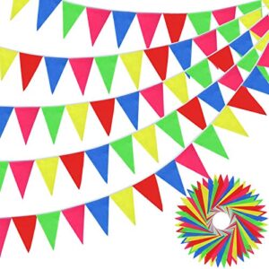 1640 ft 1200 pieces flags banner colorful pennant flags banner nylon pennant flags cloth triangle flags banner for birthday party celebrations christmas shops decorations,10 strings