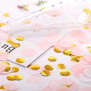 Whaline Round Tissue Confetti 6000 Pcs Paper Table Wedding Confetti Dots for Christmas, Wedding,Birthday Party,Baby Shower,Valentine's Day and Balloon Decorations,1 Inch (Pink,White, Gold)