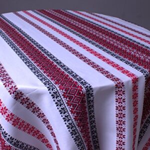 tablecloths for Rectangle Tables 60 x 120 Decorative Tablecloth with Ukrainian Ornament Weddfing plahta Ethnic White red Black 150x300 cm / 60"x120"