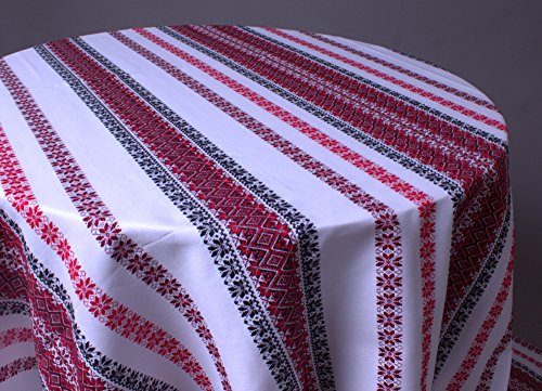 tablecloths for Rectangle Tables 60 x 120 Decorative Tablecloth with Ukrainian Ornament Weddfing plahta Ethnic White red Black 150x300 cm / 60"x120"