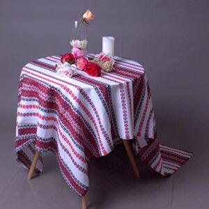 tablecloths for Rectangle Tables 60 x 120 Decorative Tablecloth with Ukrainian Ornament Weddfing plahta Ethnic White red Black 150x300 cm / 60"x120"