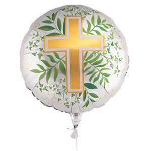 gold cross 18″” mylar balloon – party decor – 1 piece