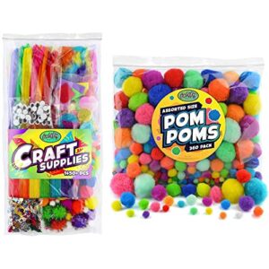 carl & kay assorted size 360 pom poms + 50 googly eyes & 1450+ pcs crafts supplies for kids