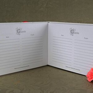 KateMelon Wedding Decoration, Fuchsia Flower Wedding Guest Book and Pen Set