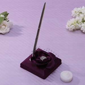 KateMelon Wedding Decoration, Fuchsia Flower Wedding Guest Book and Pen Set