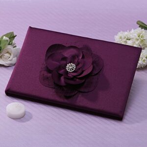 KateMelon Wedding Decoration, Fuchsia Flower Wedding Guest Book and Pen Set