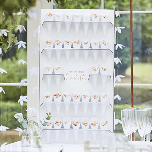 Ginger Ray Botanical Wedding Bronze Foiled Stand With Confetti Cones, Paper