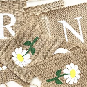 Uniwish Spring Banner Burlap Rustic Garland Easter Spring Theme Party Decorations for Mantle Porch Sign Welcome the Arrival of Spring