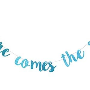 Here Comes the Son Gifts Banner- Boy Blue Glittery Welcome Little Man Baby Boy Shower Party Decor,Gender Reveal Party,Happy 1st Birthday Themes Party Supplies