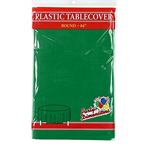 Green Round Plastic Tablecloth - 4 Pack - Premium Quality Disposable Party Table Covers for Parties and Events - 84” - By Party Dimensions