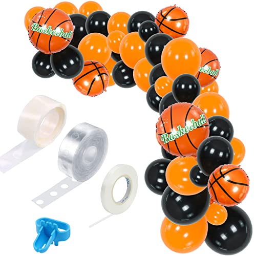 BEISHIDA 110 PCS Basketball Theme Balloon Garland Arch Kit Black Orange Balloons Kit Decorations For Basketball Sports Garland Theme Party Baby Shower Birthday Party Supplies