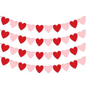 heart banner, felt heart garland valentines day decor garland love banner valentines decoration pennants sign backdrop (felt heart banner)