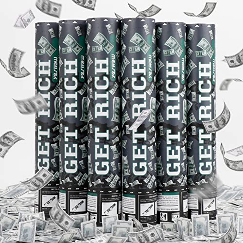 Confetti Cannon Party Poppers Biodegradable Shooters,(6 Pack)YESHOW Money Confetti Gun Blaster for New Year’s Eve Party Supplies Graduation Christmas Birthday