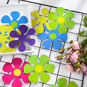 50 Pieces Retro Flower Cutouts Retro 60s Party Prop Paper Flower Cutout for Party Decorations