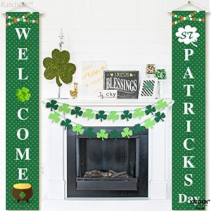 KatchOn, St Patricks Day Banner, 2 Pieces - Big, 72x12 Inch | St Patricks Day Banners for St Patricks Day Party Decorations | Happy St Patricks Day Door Sign for St Patricks Day Decorations Outdoor