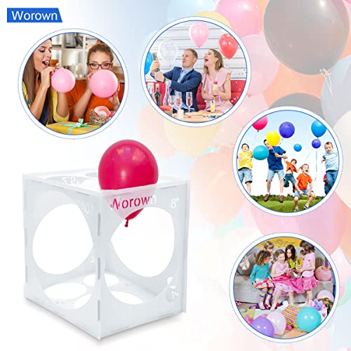 Worown 14 Holes Collapsible White Plastic Balloon Sizer Box, 1-10 Inch Balloon Sizer Cube, Balloon Size Measurement Tools for Balloon Arches, Balloon Columns, Balloon Decorations