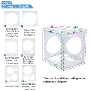 Worown 14 Holes Collapsible White Plastic Balloon Sizer Box, 1-10 Inch Balloon Sizer Cube, Balloon Size Measurement Tools for Balloon Arches, Balloon Columns, Balloon Decorations