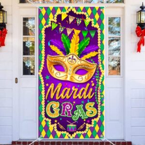 mardi gras door decorations, 6×2.9ft mardi gras decorations door cover large mardi gras door banner mardi gras outdoor decorations mardi gras decorations for party