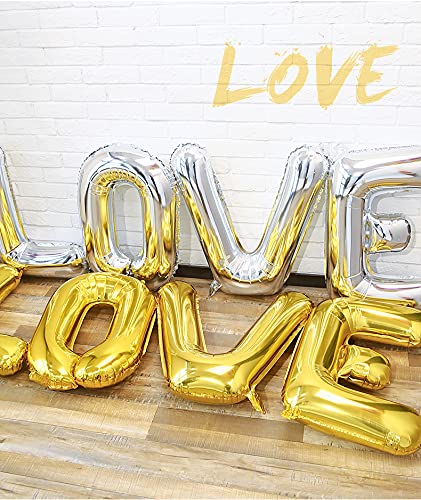 16 Inch Gold Letter Balloons Mylar Foil Alphabet Letter A-Z Balloons Set for Wedding Birthday Party Decoration Banner(26pcs Pack,) (Gold)