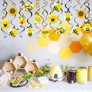 Faisichocalato 45PCS Honey Bumble Bee Hanging Swirl Decoration Ceiling Streamers for Bee Themed Birthday Party Sweet as Can Bee Baby Shower Gender Reveal Bridal Shower Supplies