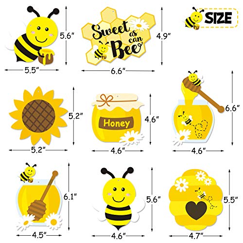 Faisichocalato 45PCS Honey Bumble Bee Hanging Swirl Decoration Ceiling Streamers for Bee Themed Birthday Party Sweet as Can Bee Baby Shower Gender Reveal Bridal Shower Supplies